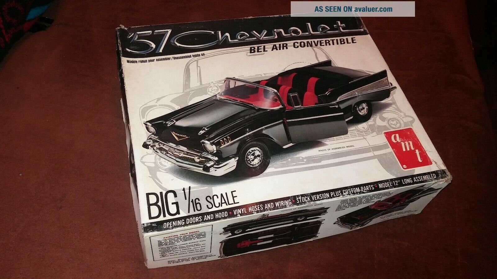 Vintage AMT Big 1/16 Scale 1957 Chevrolet Bel Air Convertible Model Kit ...