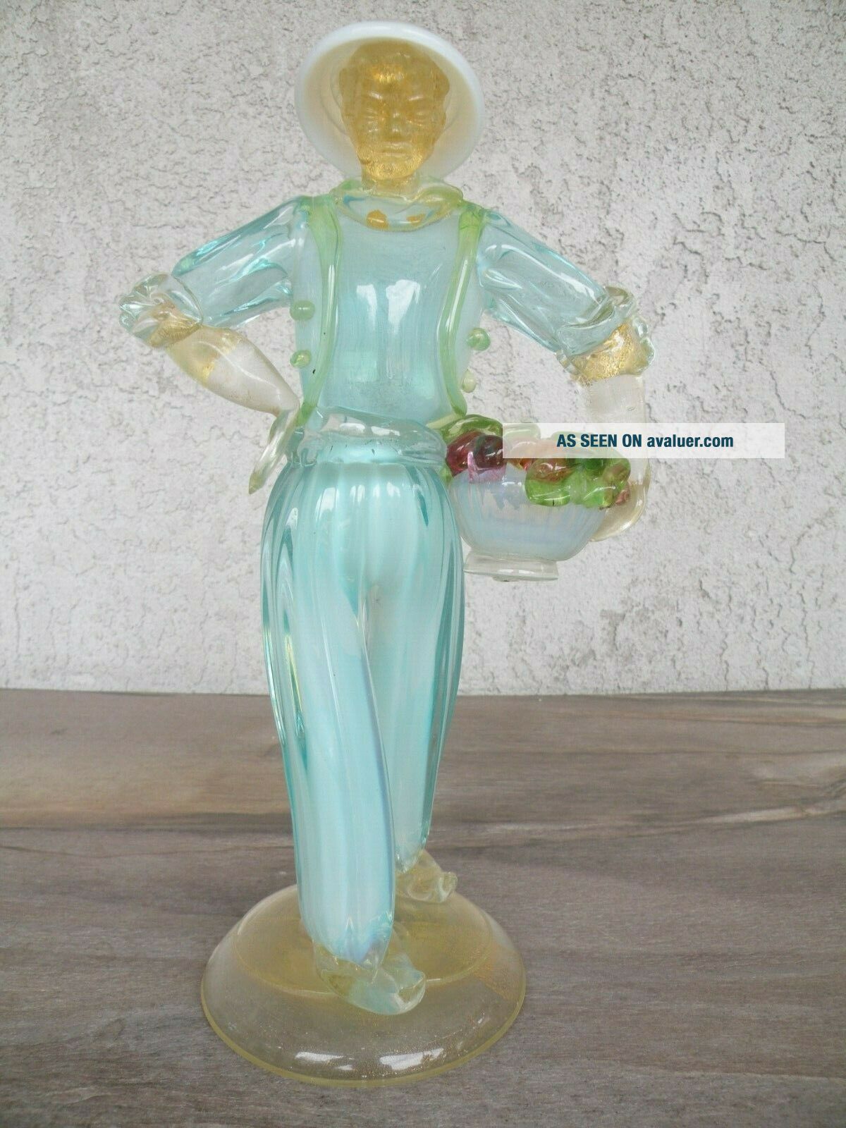 Vintage Italian Murano Glass Woman Figurine With Fruit Basket 11 1/8 ...