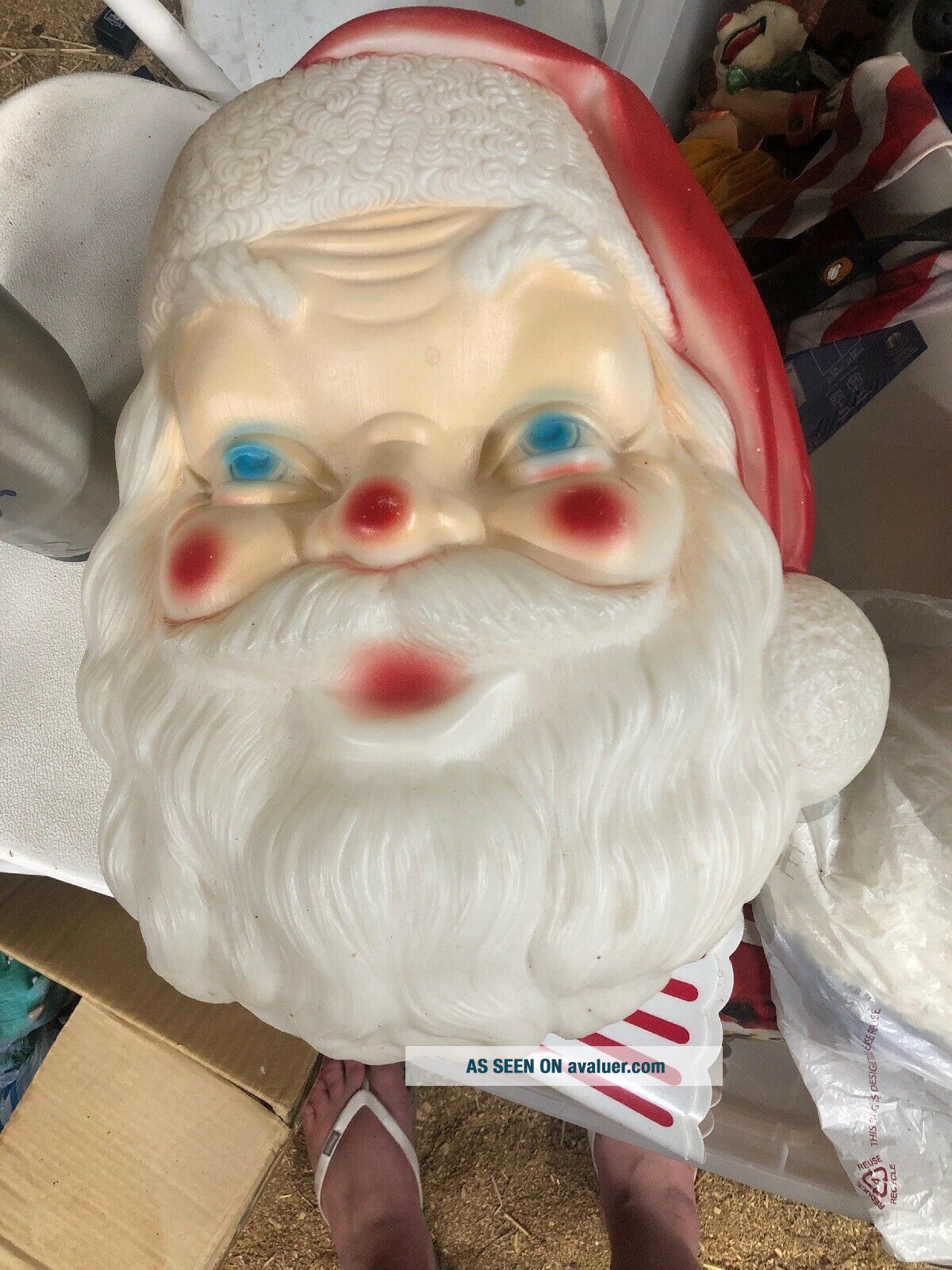Vintage Empire Hanging Santa Head Face Blow Mold 24” Christmas ...