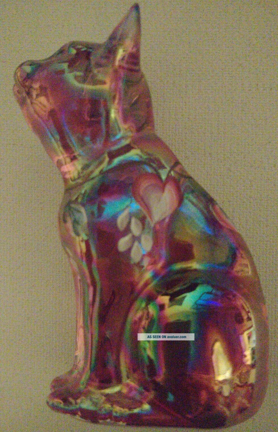 Vintage Fenton Glass Cat Figurine Handpainted By J. K Spindler | #7255514