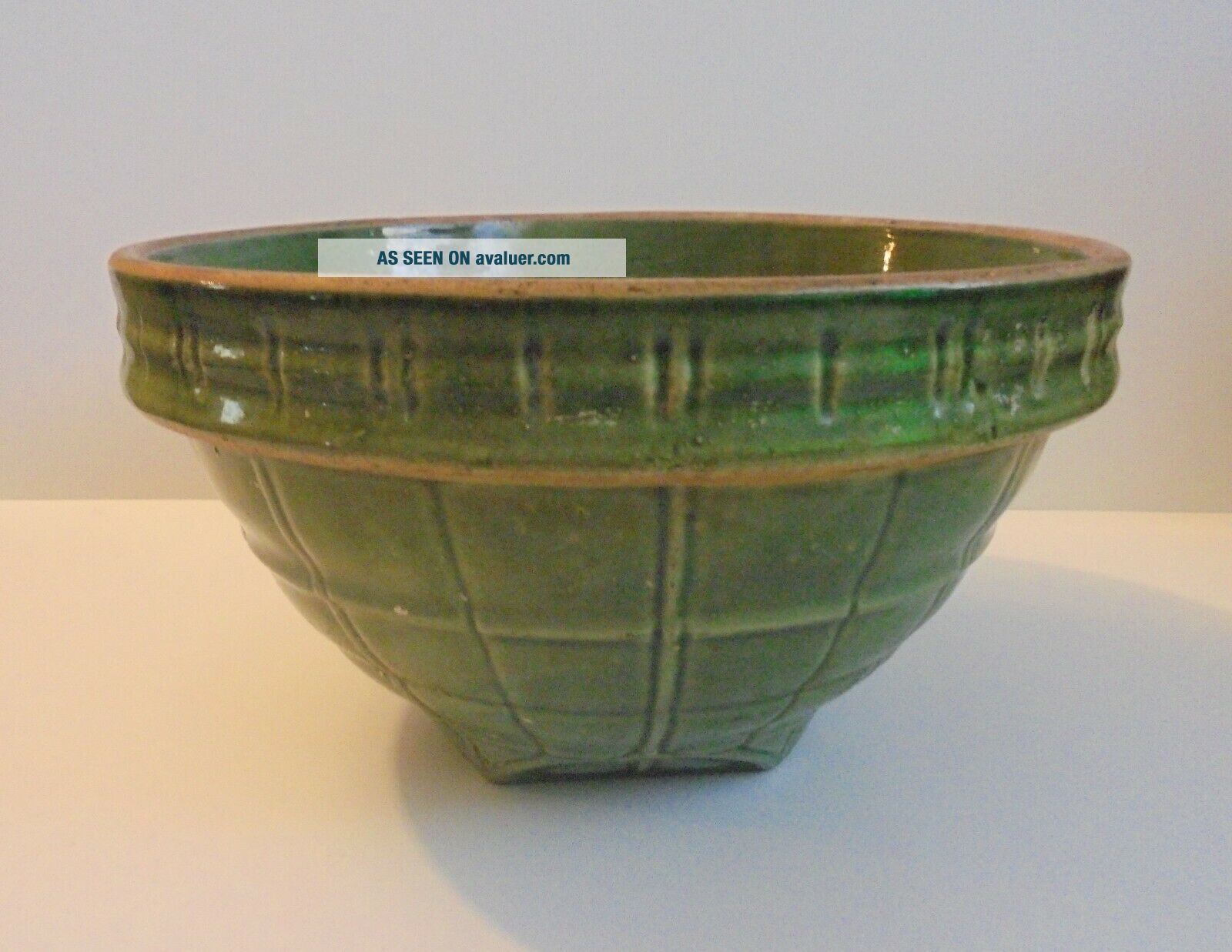 VINTAGE McCOY STONEWARE MIXING BOWL - WINDOWPANE 4 SHIELD MARK 10 ...