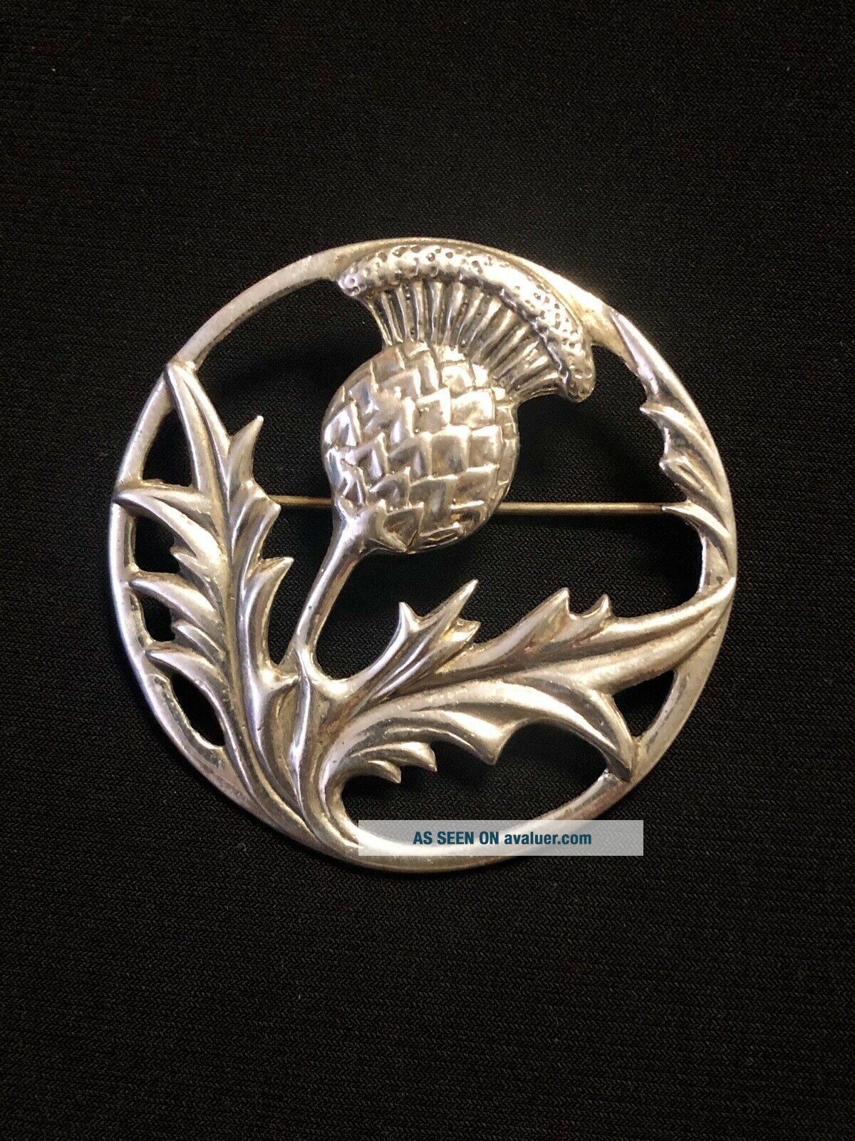 Vintage Danecraft Sterling Silver Thistle Circle Pin Brooch | #7283295