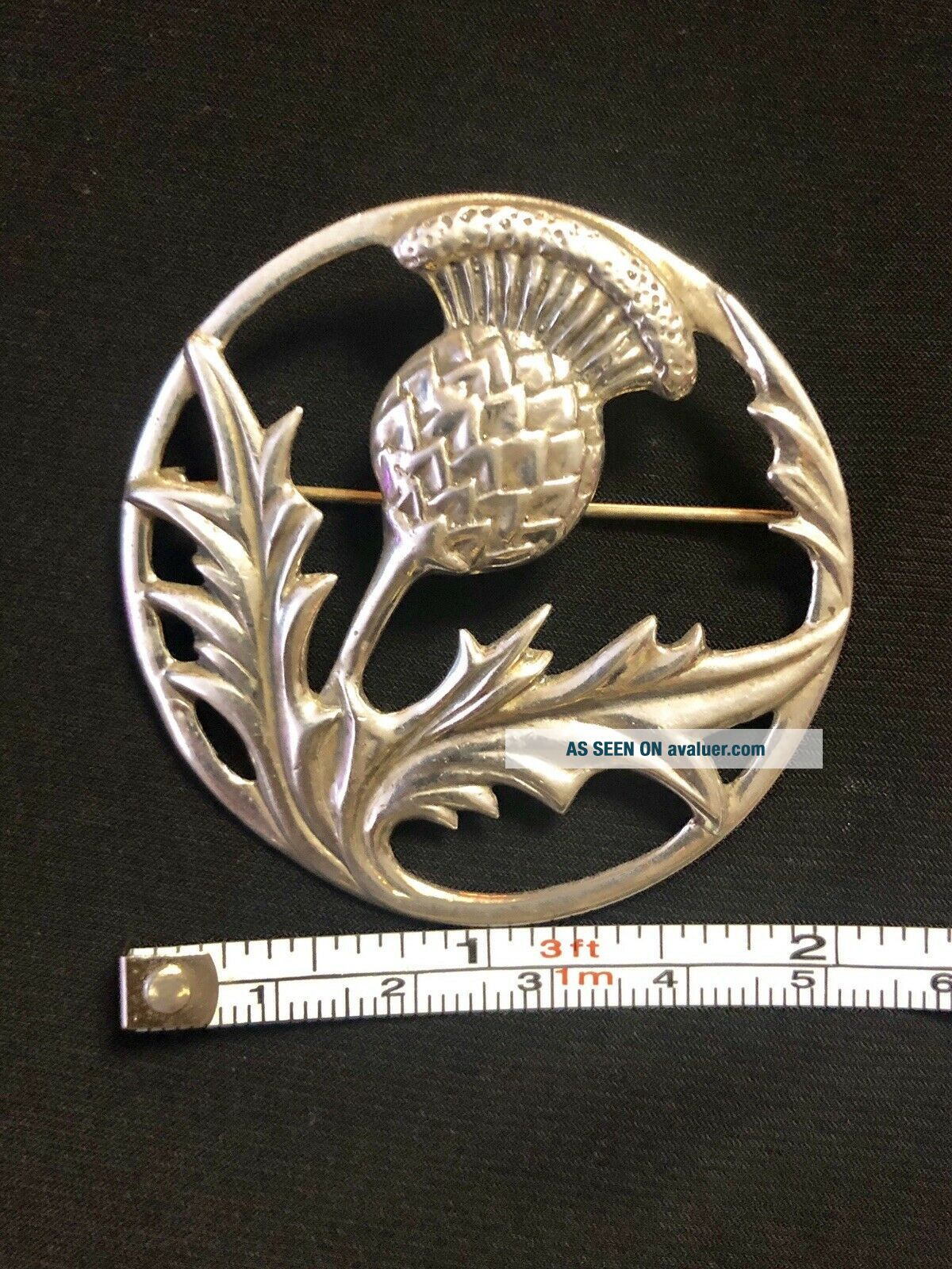 Vintage Danecraft Sterling Silver Thistle Circle Pin Brooch | #7283295