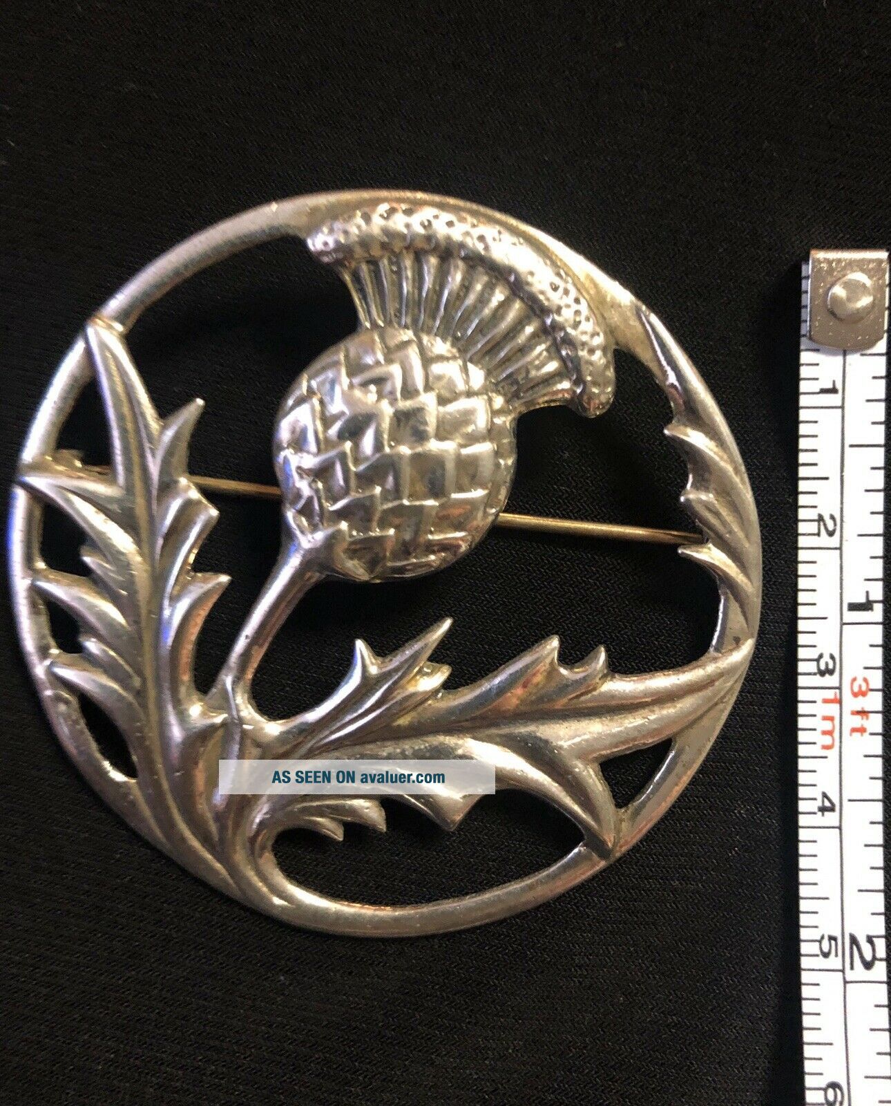 Vintage Danecraft Sterling Silver Thistle Circle Pin Brooch | #7283295