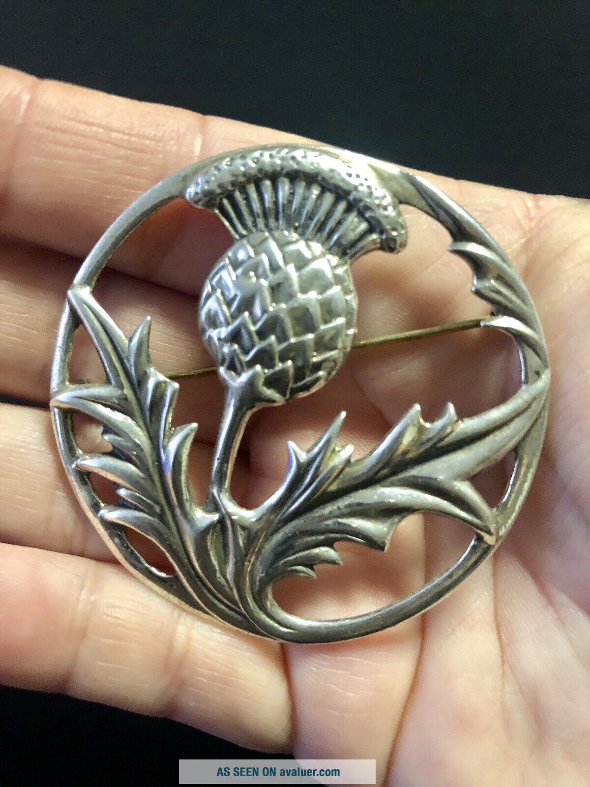 Vintage Danecraft Sterling Silver Thistle Circle Pin Brooch | #7283295