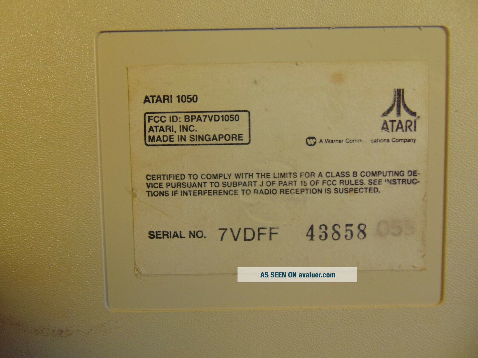 Atari 1050 Floppy Disk Drive No Cord | #7248238