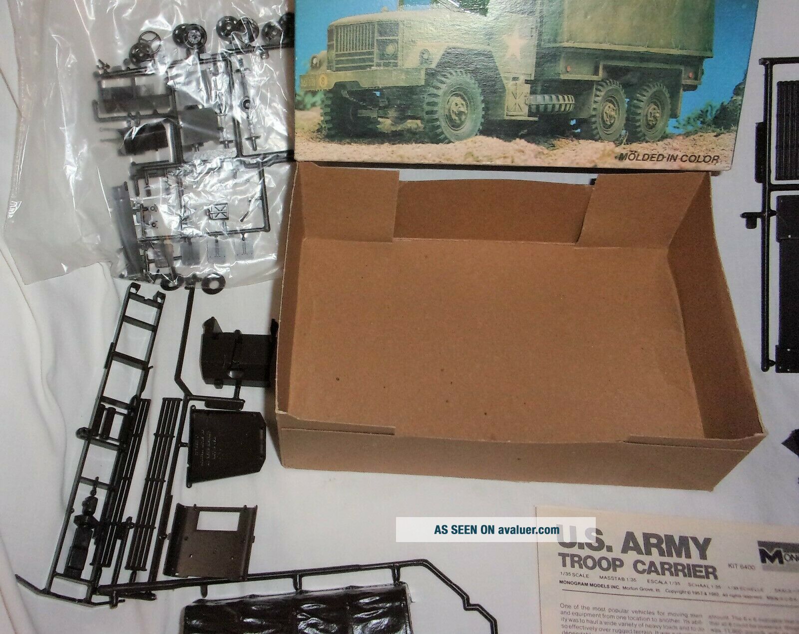 Vintage (c) 1982 MONOGRAM 1:35 Scale US ARMY TROOP CARRIER Model Kit W ...