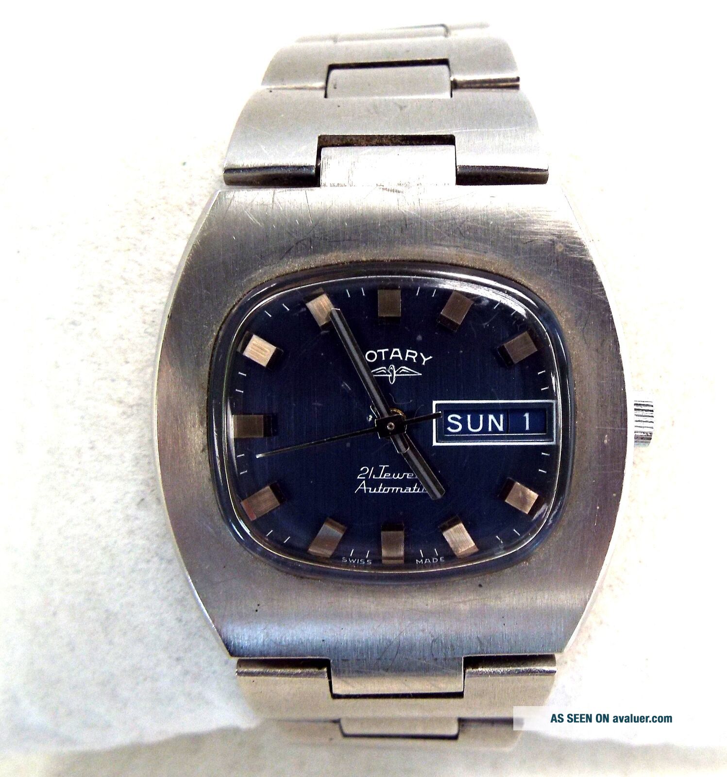 Mens Vintage ROTARY 21 Jewels Stainless Steel AUTOMATIC Wristwatch ...