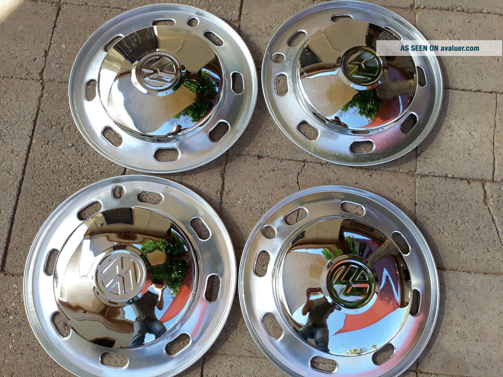 4 Vintage VW Volkswagen Hub Caps 10 " With Trim Rings | #7292045