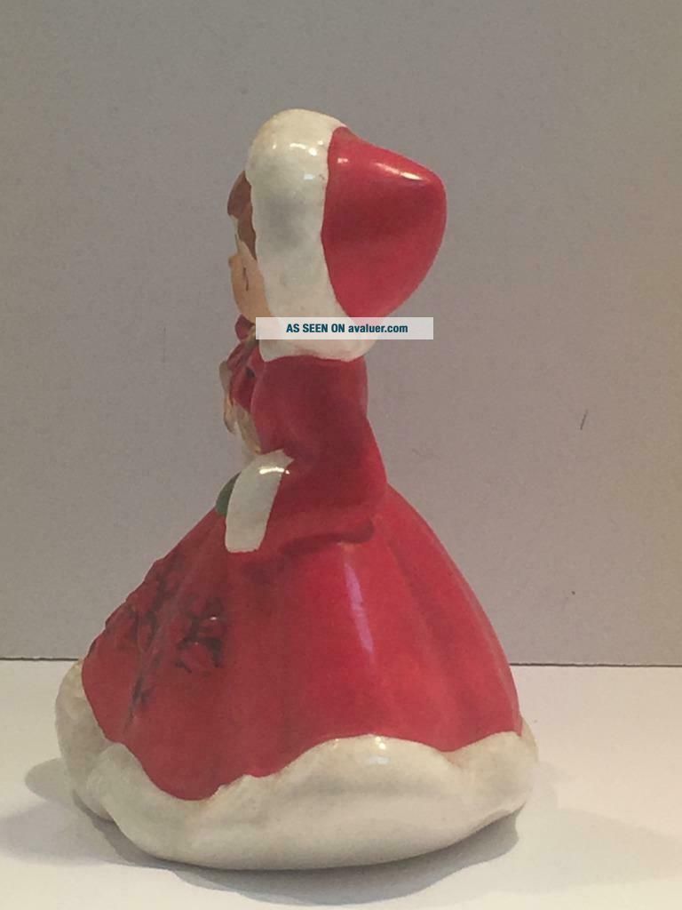 Vintage Lefton Christmas Girl Carrying Poinsettia & Poinsettia On Dress ...