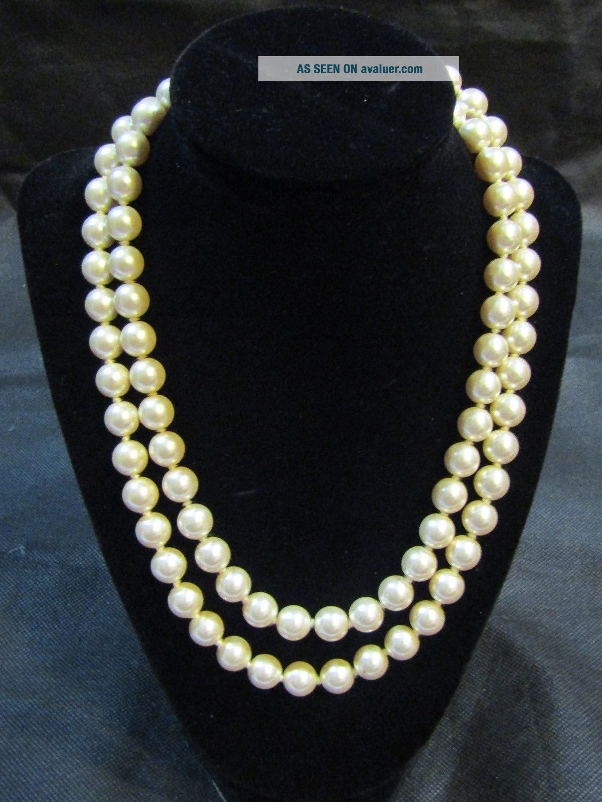VINTAGE ERWIN PEARL Gold Plated Double Strand Faux Pearl Necklace/Clip ...
