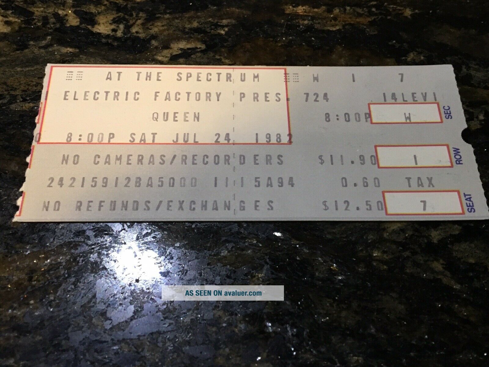 Vtg Pristine QUEEN Freddie Mercury Concert Ticket Stub July 24 1982 ...