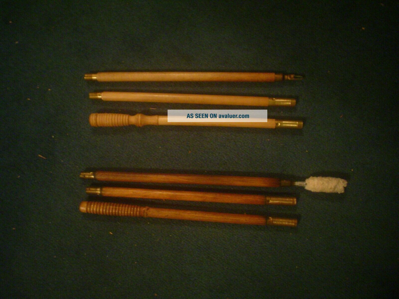 2 VINTAGE WOODEN, BRASS GUN CLEANING RODS LARGE BORE SHOTGUN | #7327400