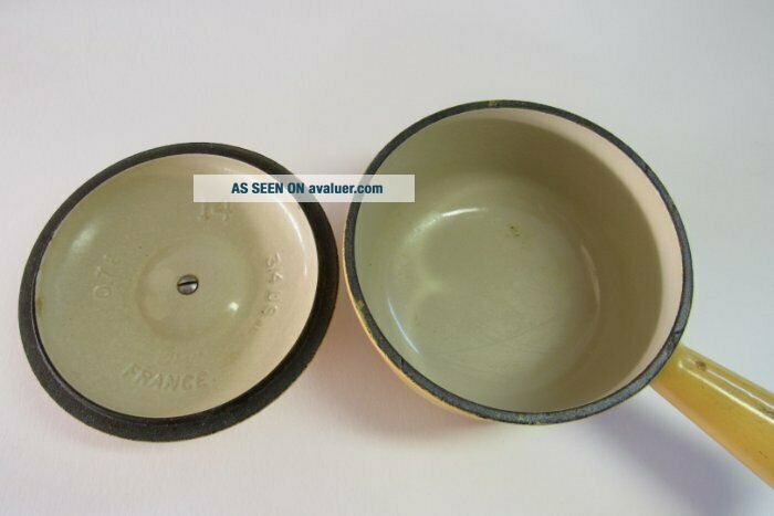 VINTAGE LE CREUSET 14 SAUCEPAN PAN CAST IRON SAUCE PAN YELLOW MUSTARD ...