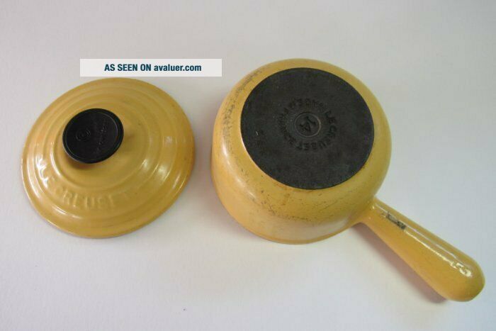 VINTAGE LE CREUSET 14 SAUCEPAN PAN CAST IRON SAUCE PAN YELLOW MUSTARD ...