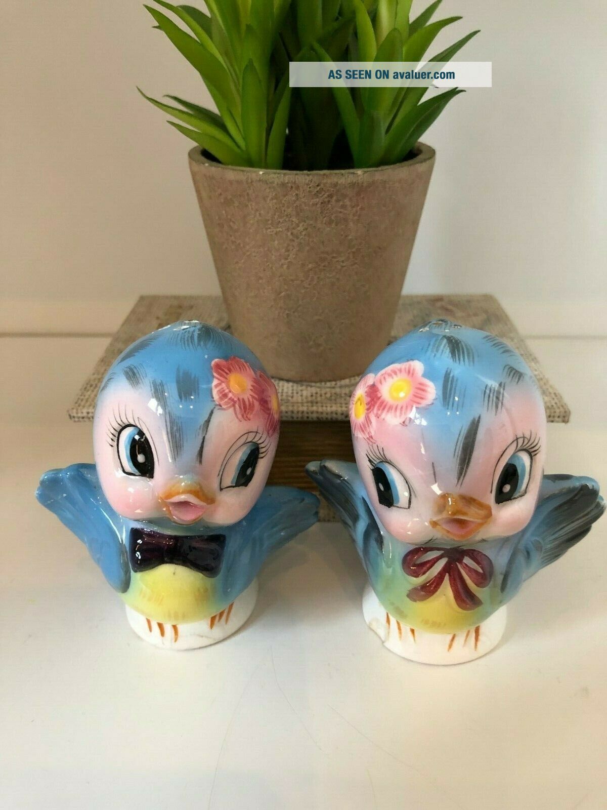 Lefton Blue Bird Salt And Pepper Shakers/Vintage Bluebirds/Ceramic ...