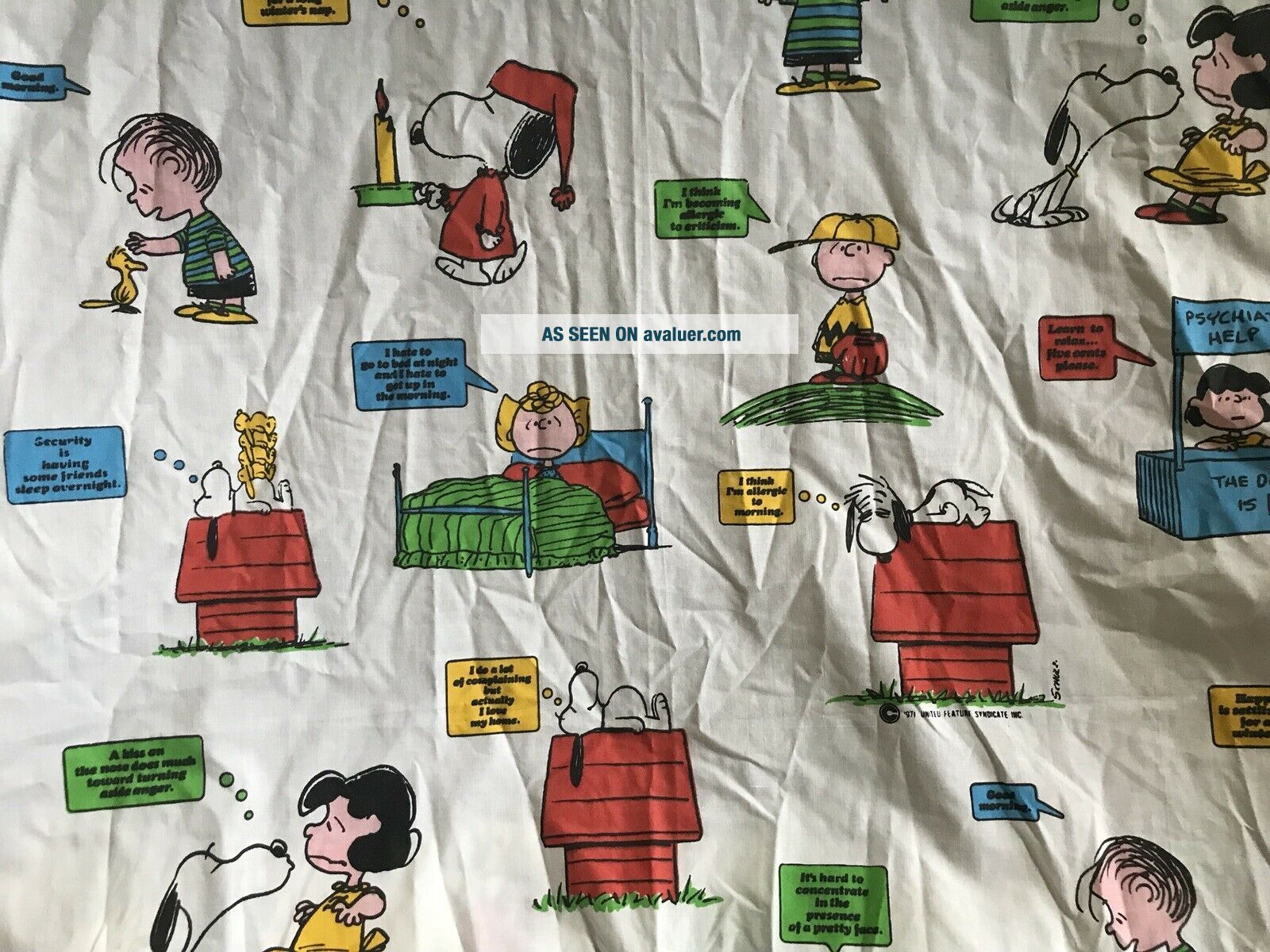 Vintage 1971 Peanuts Gang Charlie Brown Snoopy Lucy Twin Fitted Bed ...