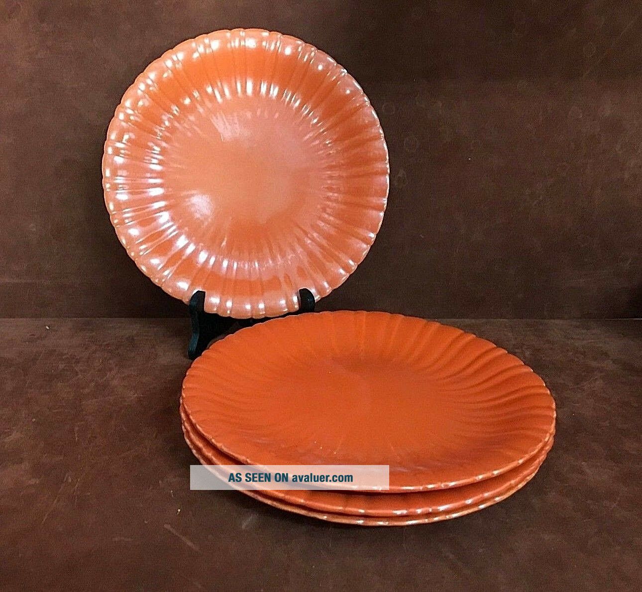 (4) Vtg STANGL Pottery Colonial Tangerine 10 " Dinner Plates | #7433824