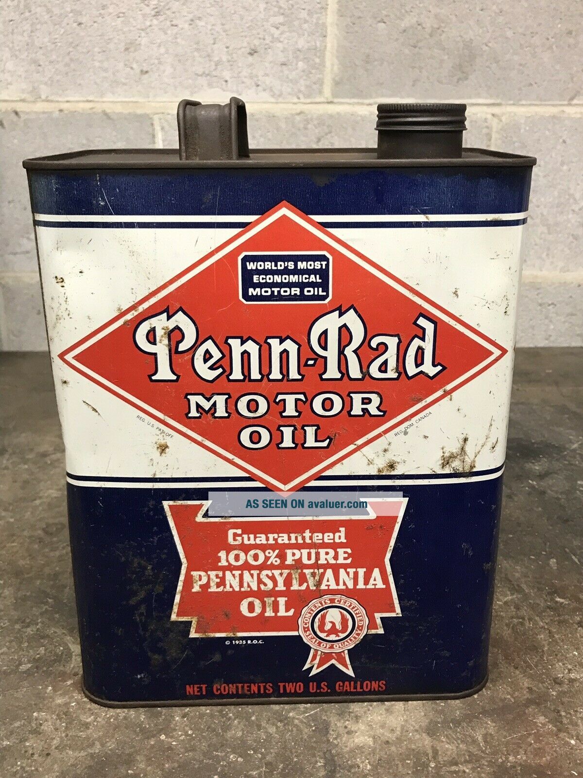 Vintage PENN - RAD Motor Oil 2 Gallon Can Gas Oil Pennsylvania PA PENN ...