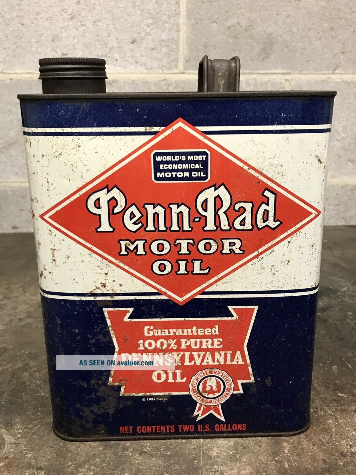 Vintage PENN - RAD Motor Oil 2 Gallon Can Gas Oil Pennsylvania PA PENN ...