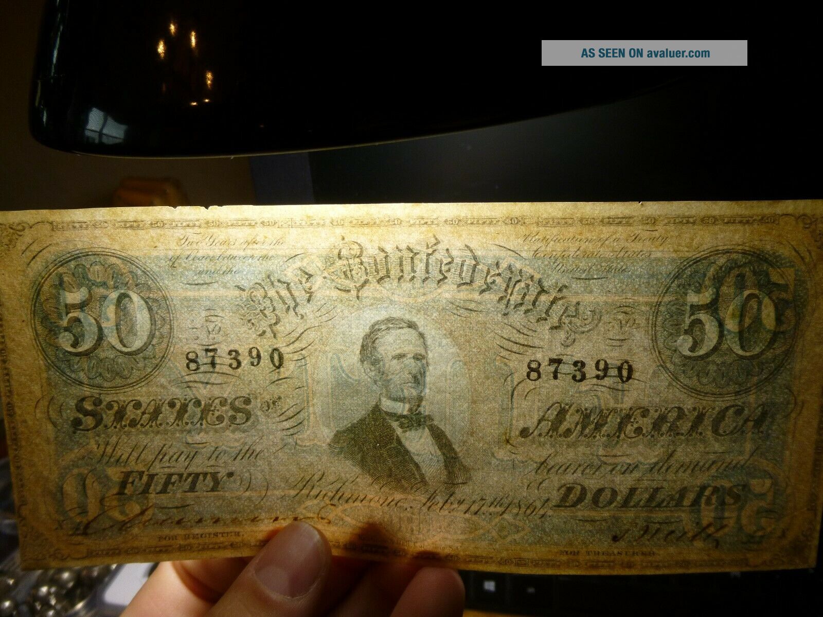 1864 $50 Fifty Confederate States Of America US Paper Bill Money ...