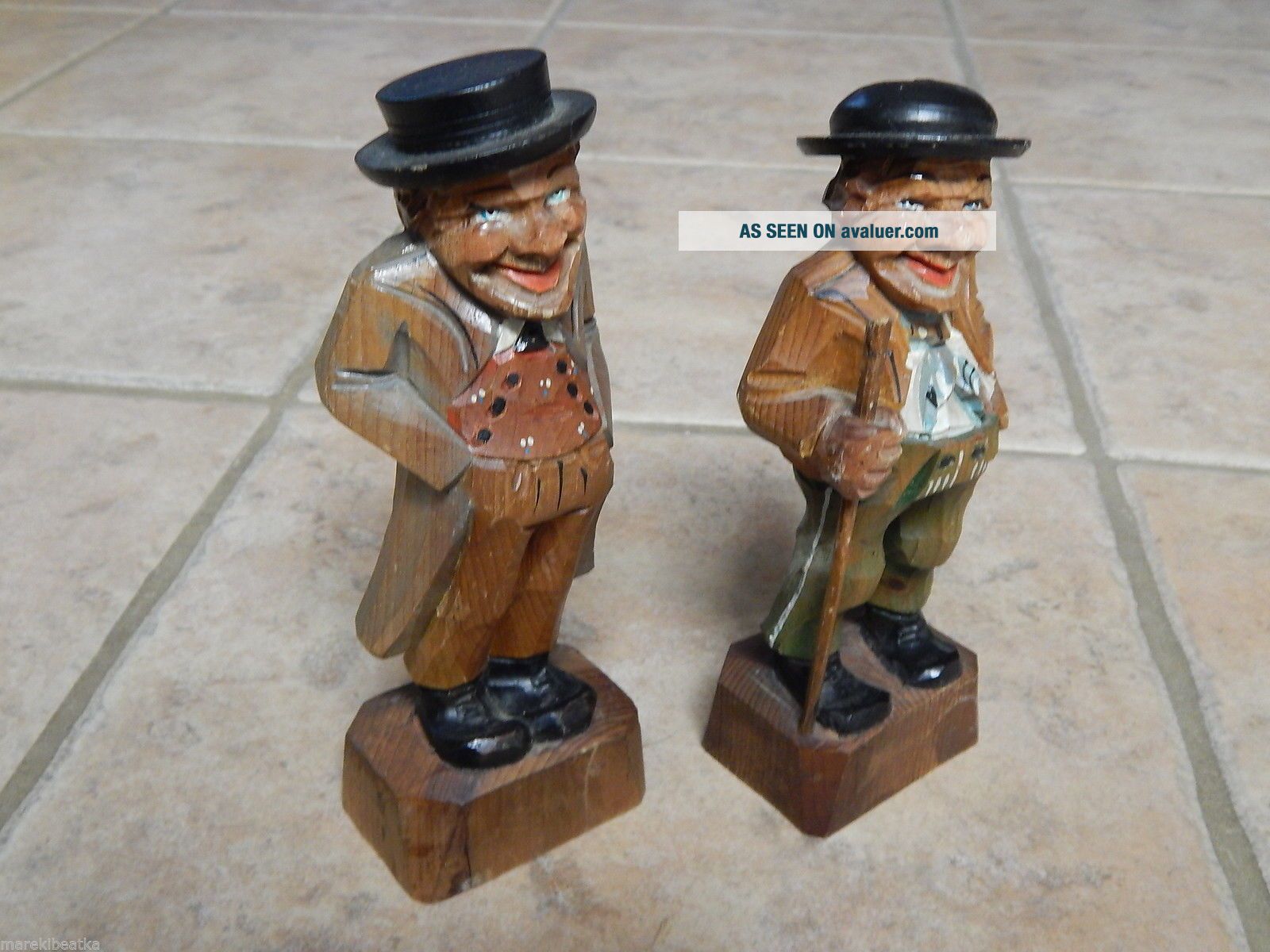 VTG EARLY ITALIAN ANRI HAND CARVED & PAINTED 2 OLD MAN SCULPTURE ' S ...