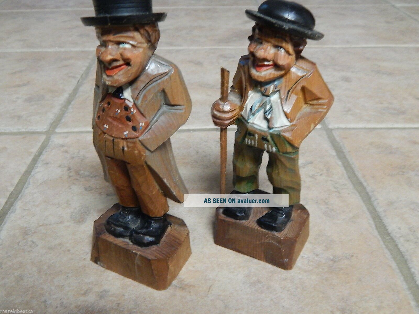 VTG EARLY ITALIAN ANRI HAND CARVED & PAINTED 2 OLD MAN SCULPTURE ' S ...
