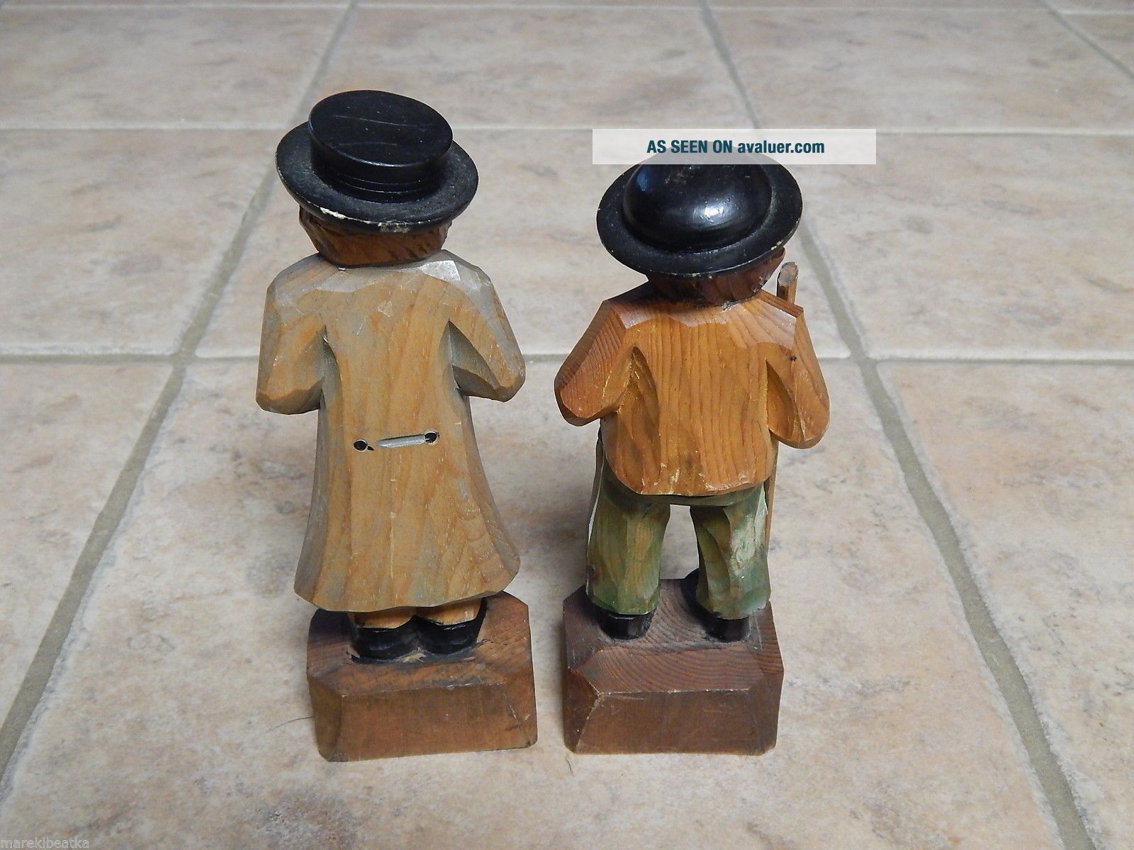 VTG EARLY ITALIAN ANRI HAND CARVED & PAINTED 2 OLD MAN SCULPTURE ' S ...