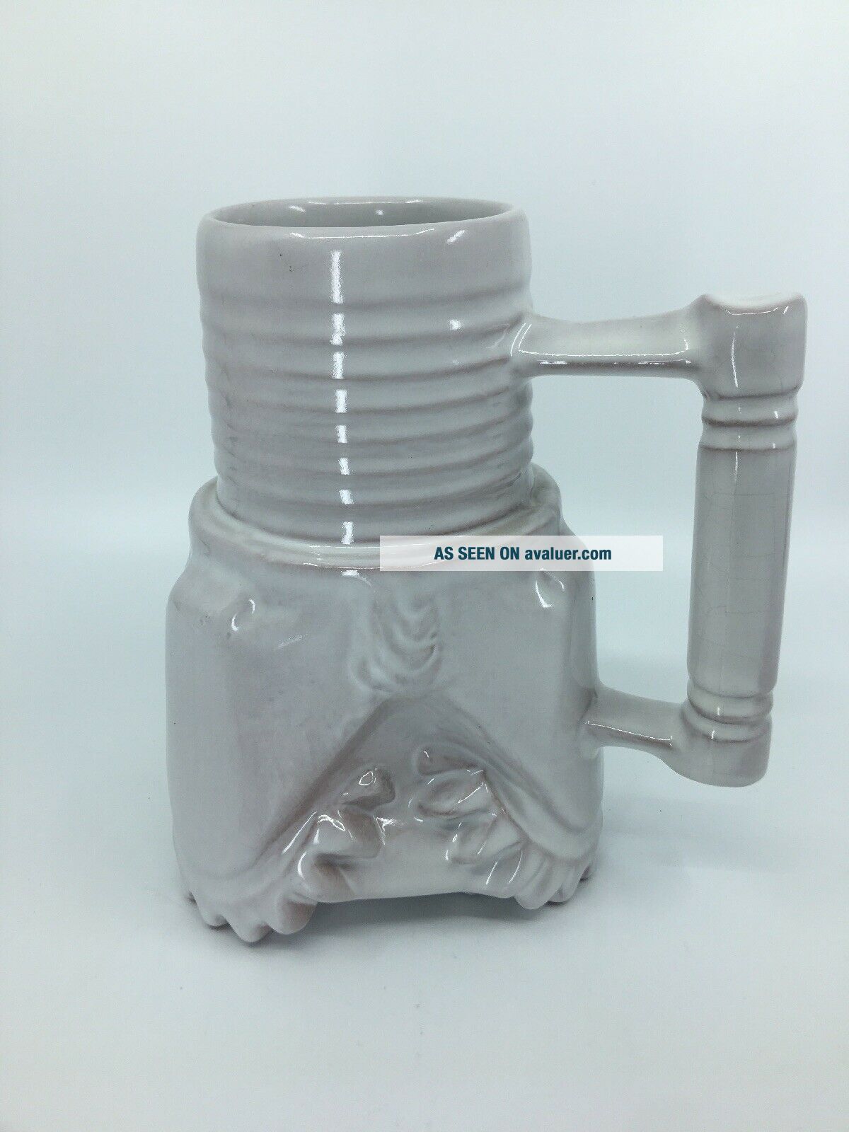 Frankoma Pottery Drill Bit Mug Opaque White Vintage | #7463005