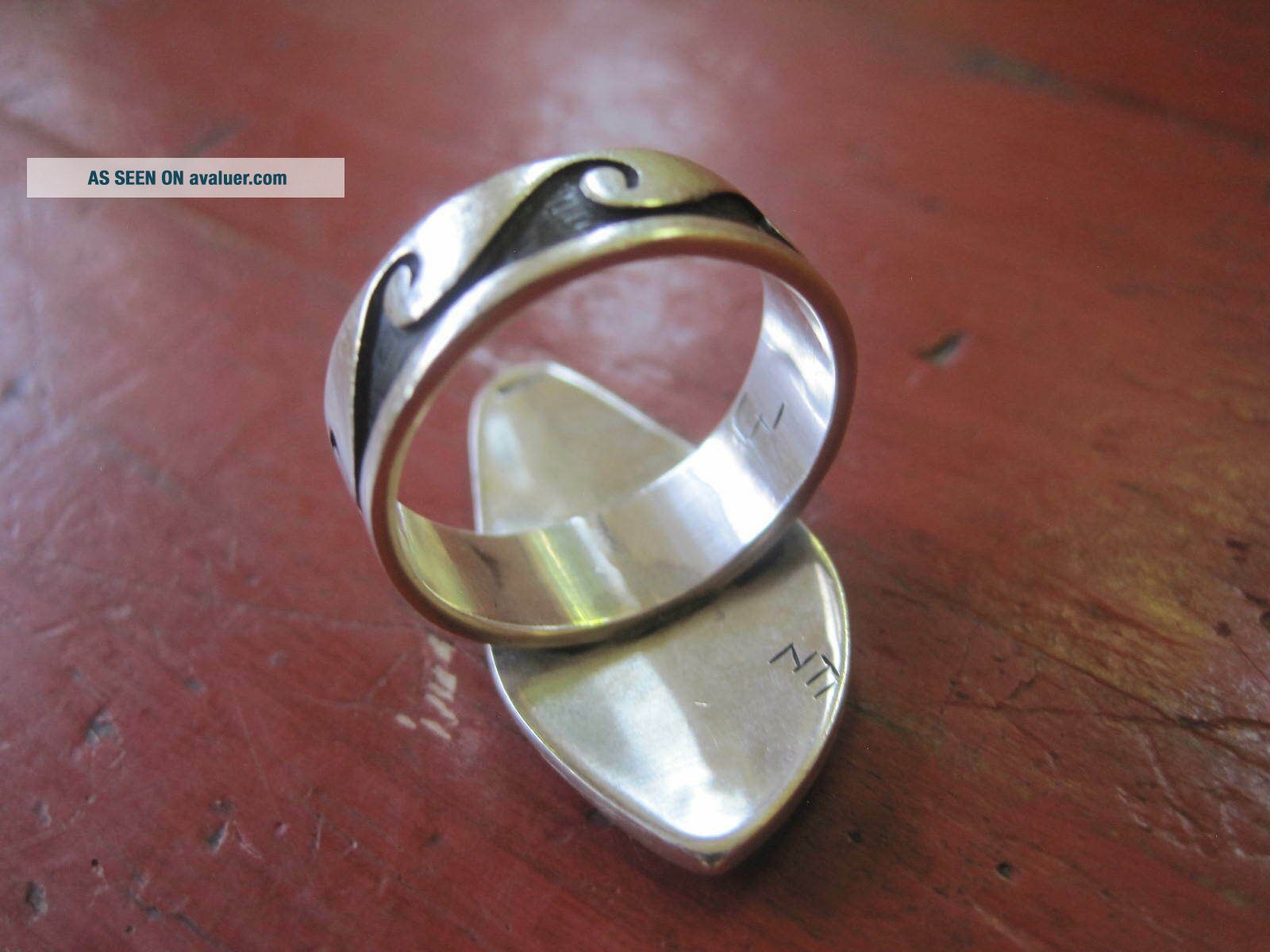 Vintage Hopi Native SW Sterling Silver Overlay Ring Size 9 Signed NT ...
