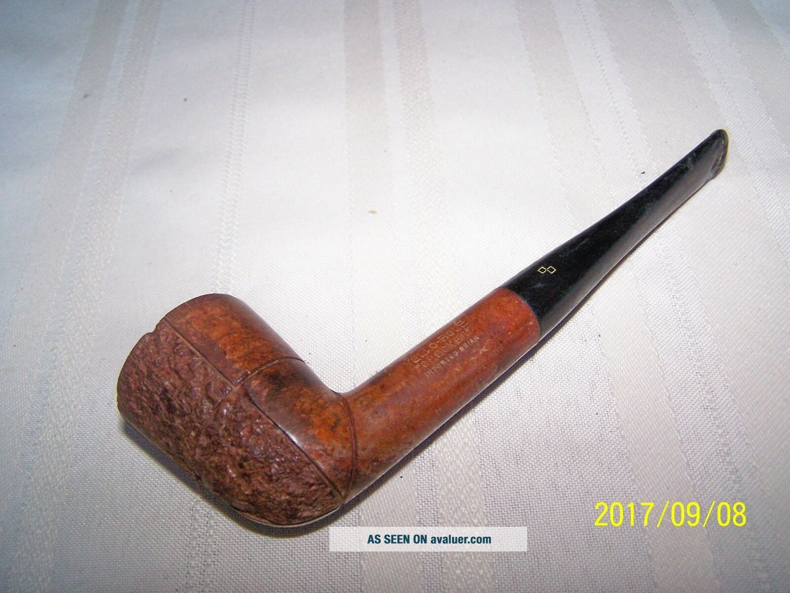Vintage Estate Yello Bole Checker Tobacco Smoking Pipe | #7447405