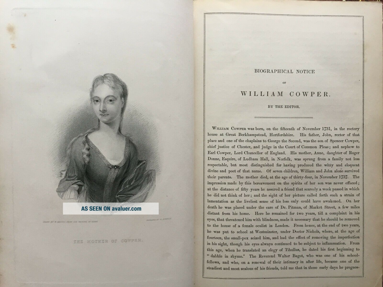 1851 The Poetical Of William Cowper - With 18 Engraved Plates By Wm ...