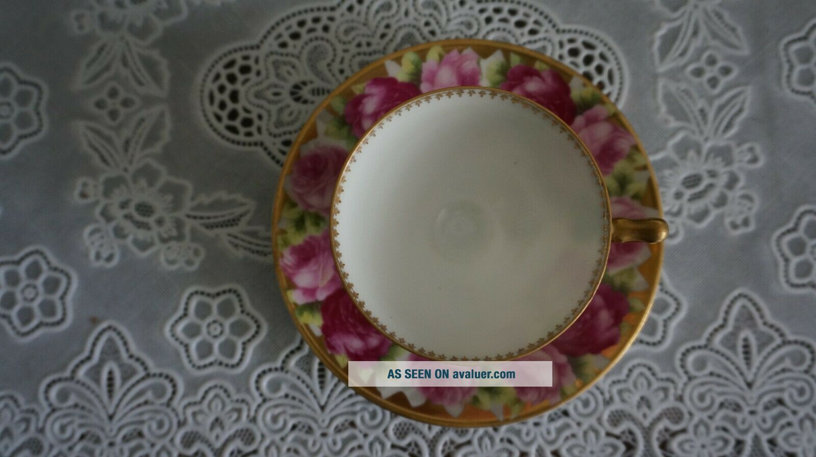 VINTAGE Rosenthal Pink Rose Heavy Gold Trim Demitasse Cup And Saucer ...