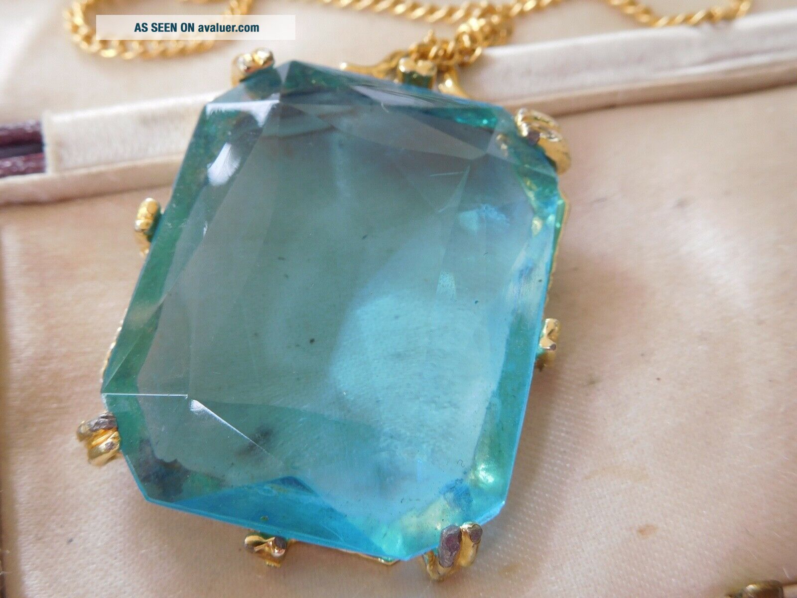 Dazzling HUGE Vintage 1950s Turquoise BLUE Crystal Necklace | #7469939