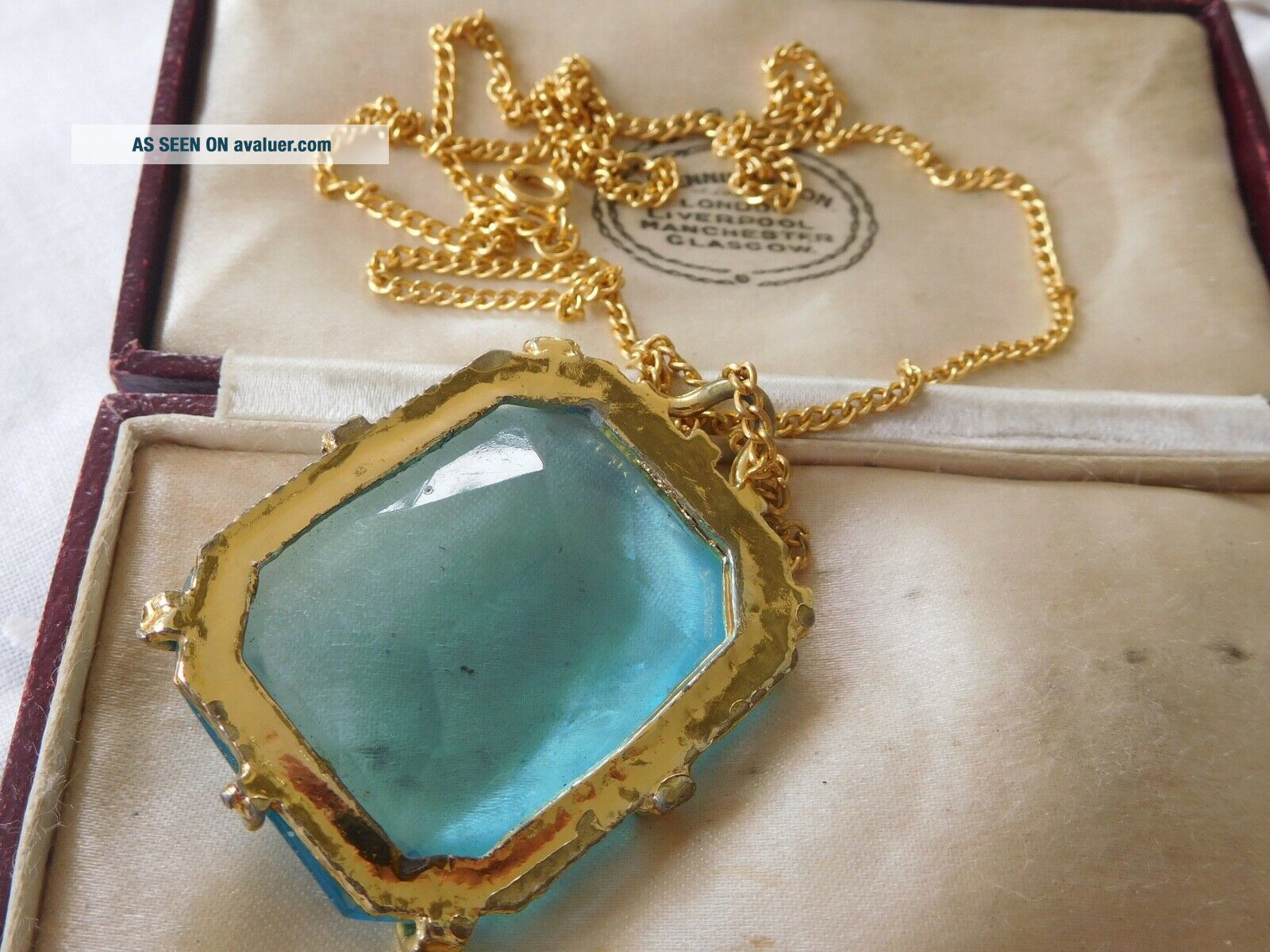Dazzling HUGE Vintage 1950s Turquoise BLUE Crystal Necklace | #7469939