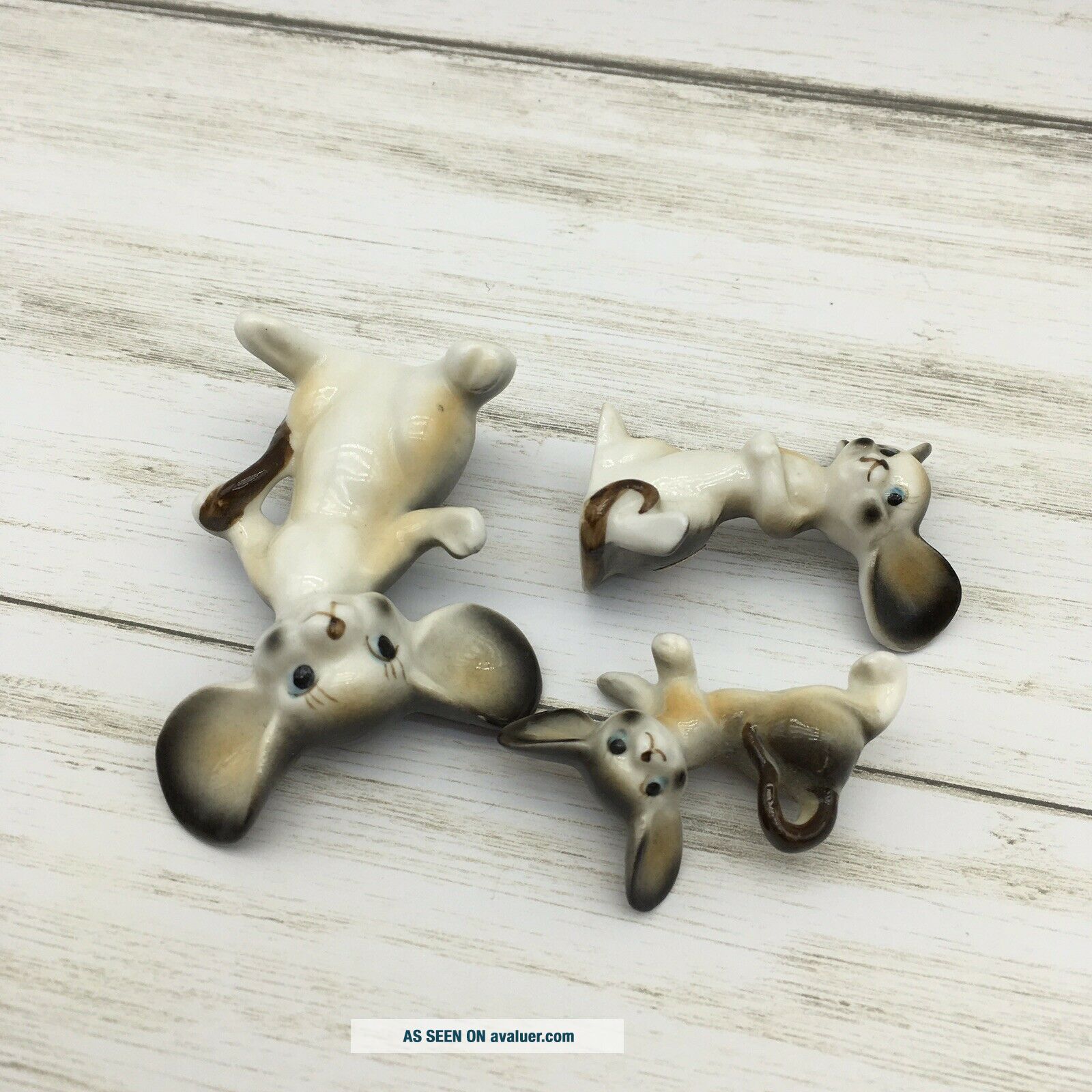 Vintage Japan Bone China Miniature Trio Of Black White Mouse Mice ...