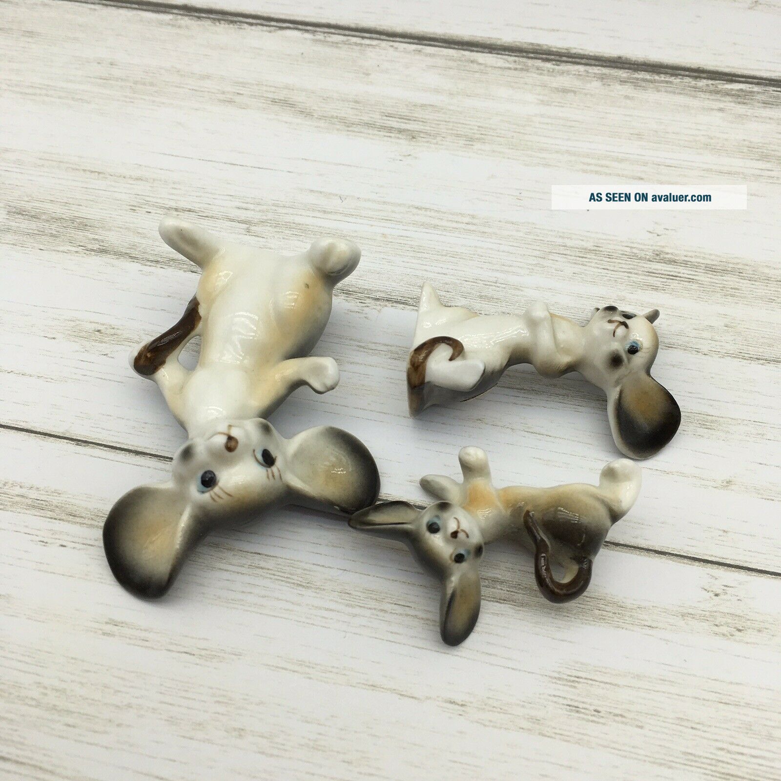 Vintage Japan Bone China Miniature Trio Of Black White Mouse Mice ...