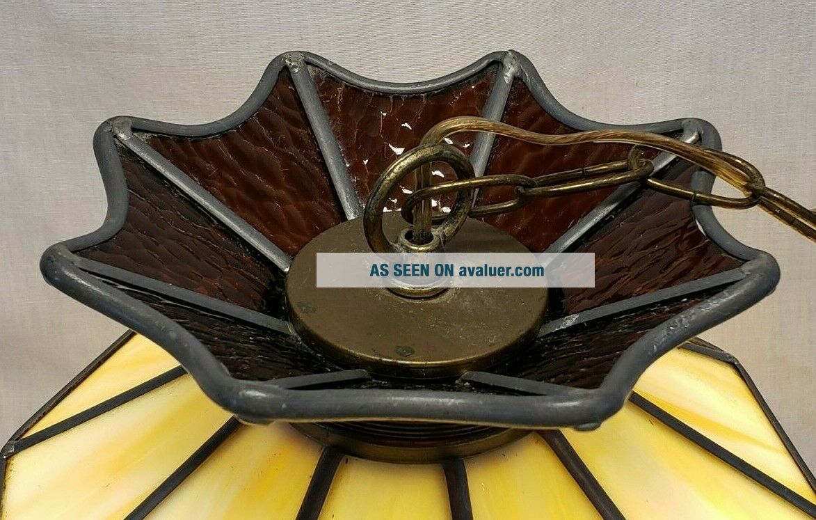 Vintage Hanging Tiffany Style Stained Glass Light Pool Table Lamp ...