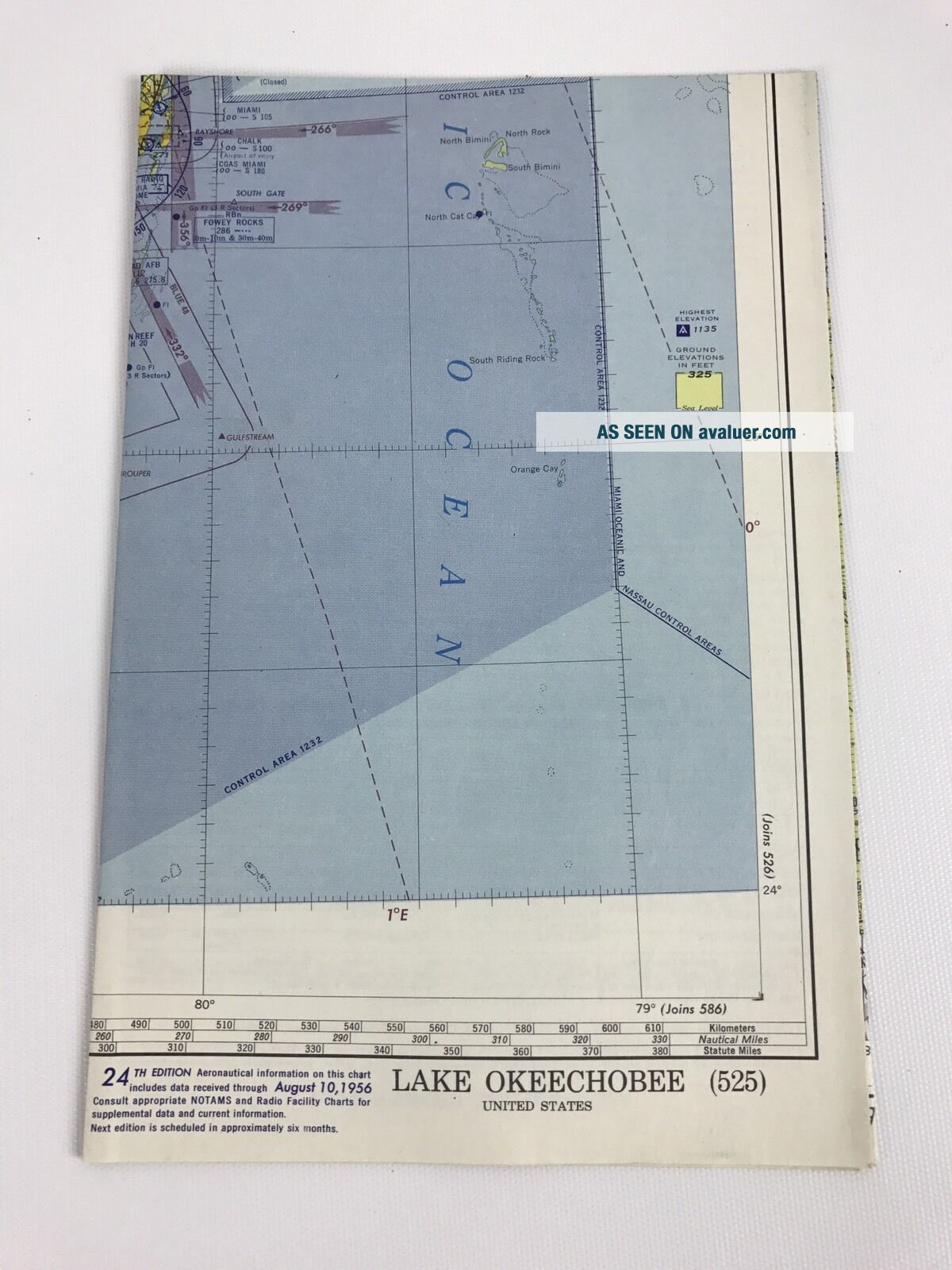 Vtg 1956 Lake Okeechobee 525 Aeronautical Aviation Chart Map, 24th Ed ...