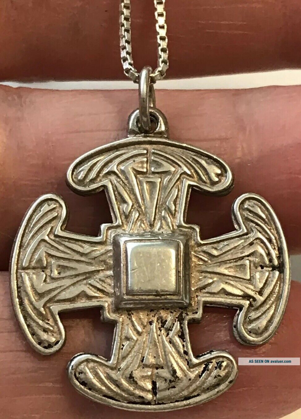 Vintage STERLING SILVER Unusual CERCELEE CROSS Pendant BIRMINGHAM Marks ...