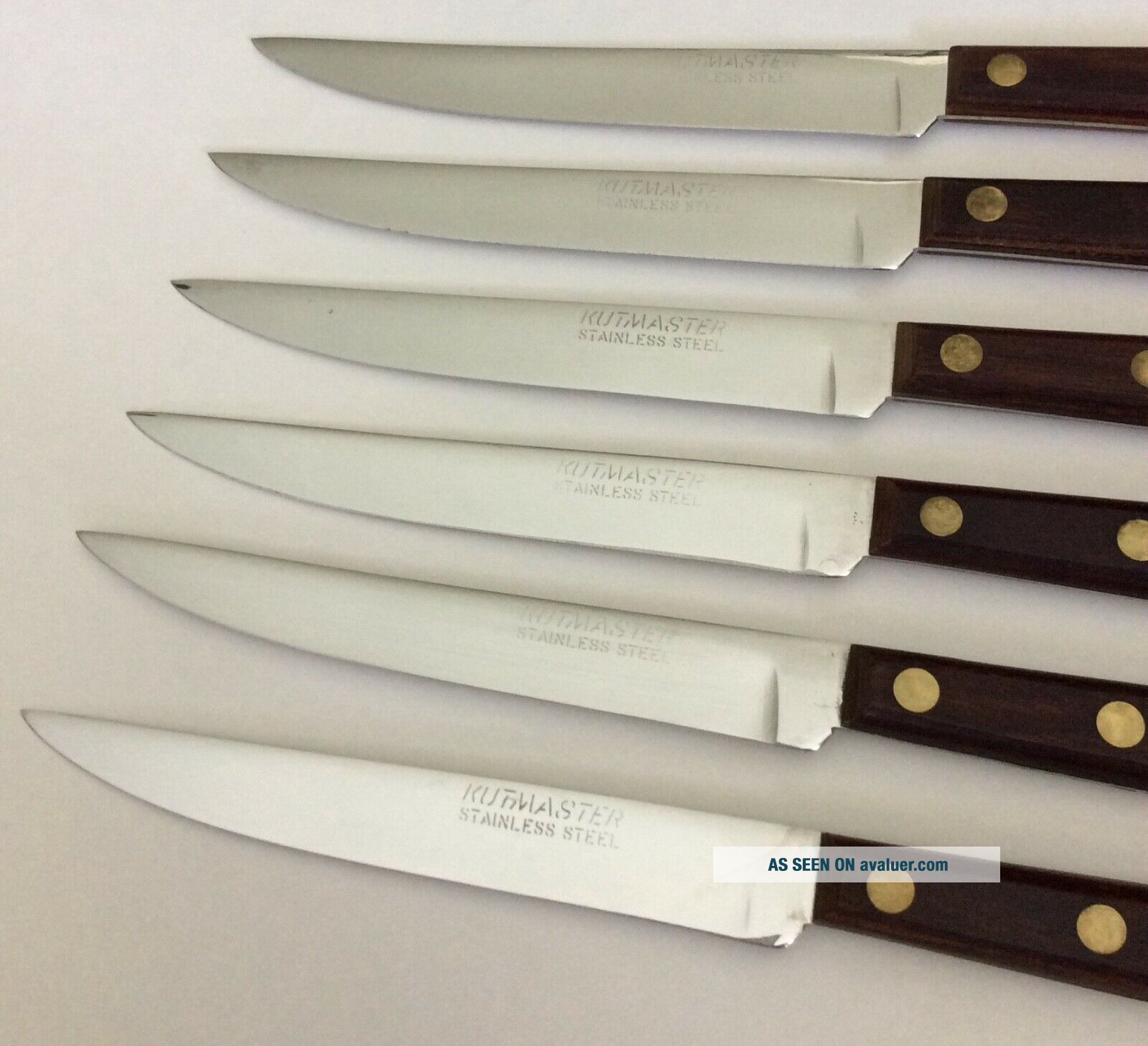 Set (6) Vintage KUTMASTER Steak Knives Knife Wood Handle Stainless ...