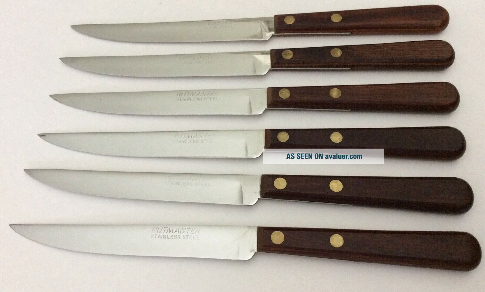 Set (6) Vintage KUTMASTER Steak Knives Knife Wood Handle Stainless ...