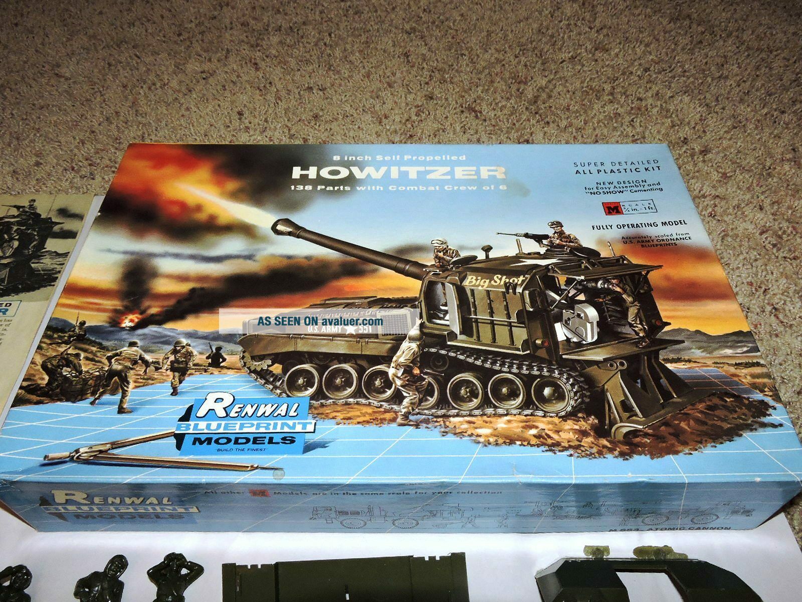 Vintage Renwal WWII US Army 8 " Big Shot Howitzer Cannon Tank Model Kit ...