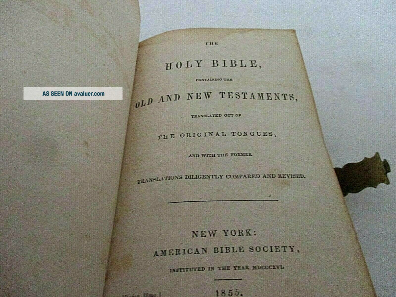 Holy Bible Old And Testament American Bible Society YORK 1855 | #7497578
