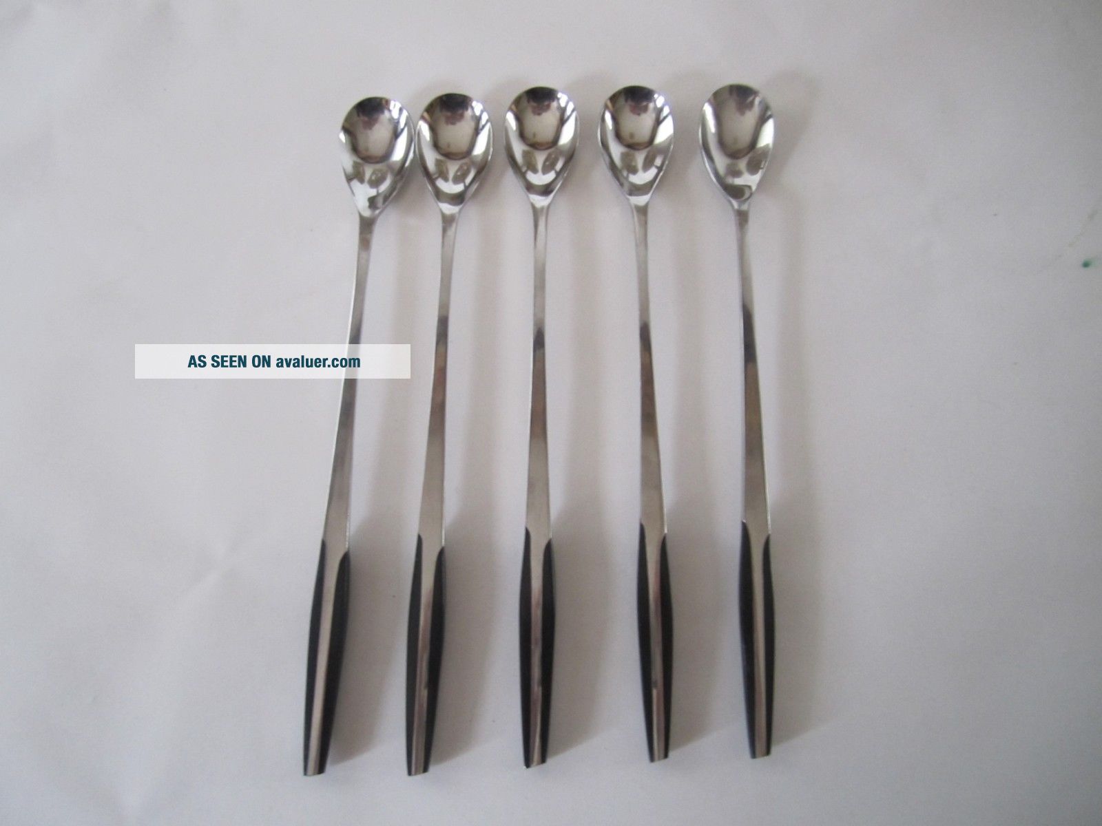 Vtg BLACK Eldan Ebosi Mid Century Modern ELD2 Set Of 5 ICE TEA SPOONS ...