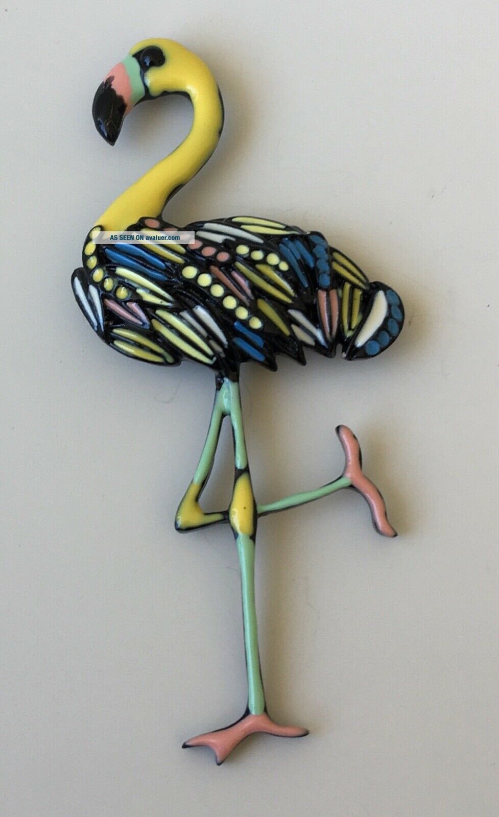 Vintage Style Large Flamingo Brooch/pin In Enamel On Metal | #7543094