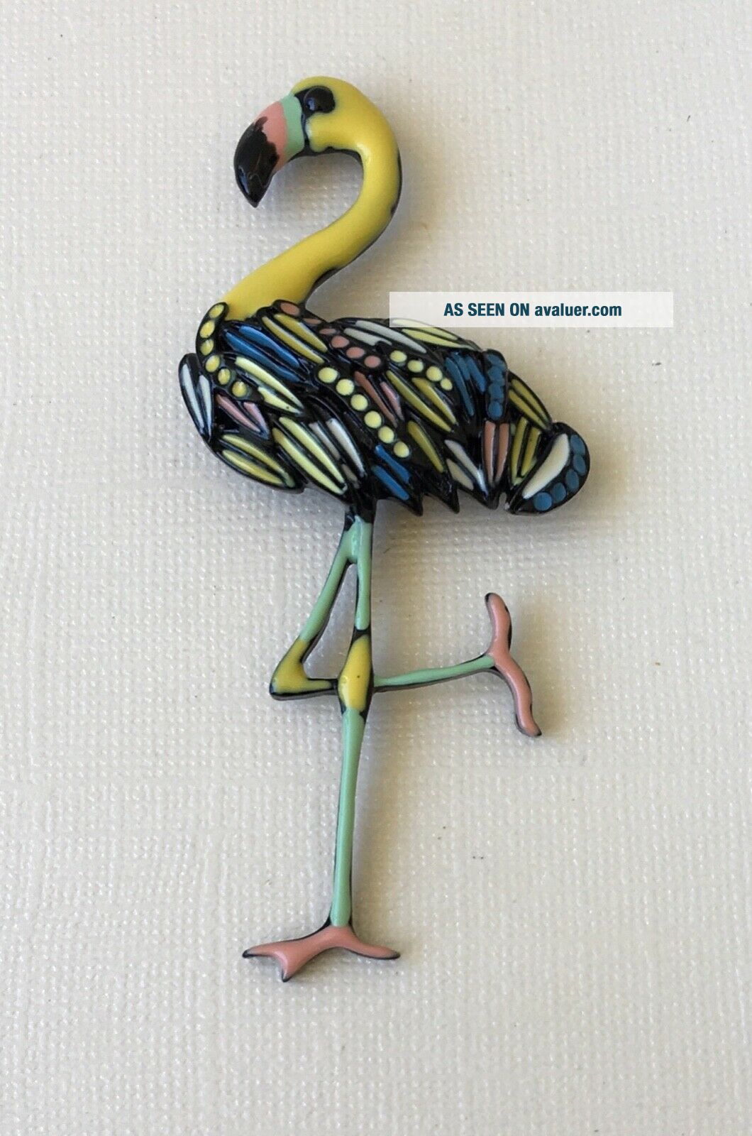 Vintage Style Large Flamingo Brooch/pin In Enamel On Metal | #7543094