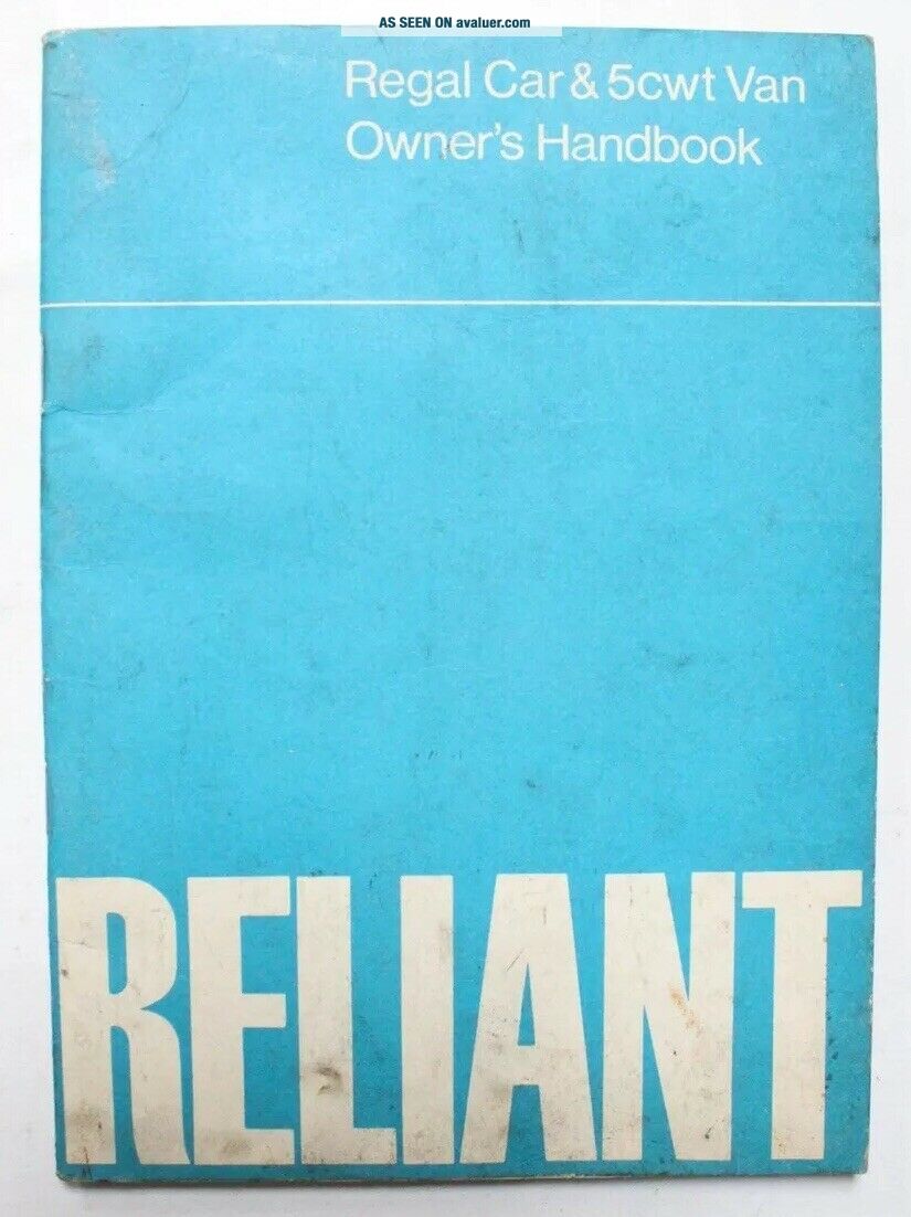 Vintage Reliant Regal Car & 5cwt Van Owner’s Handbook | #7559275