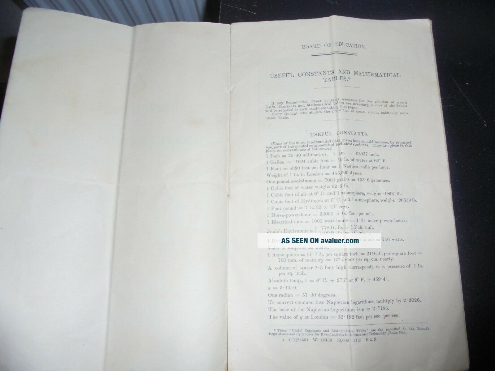 1915 Maths, Mathematics, Useful Constants And Mathematical Tables ...