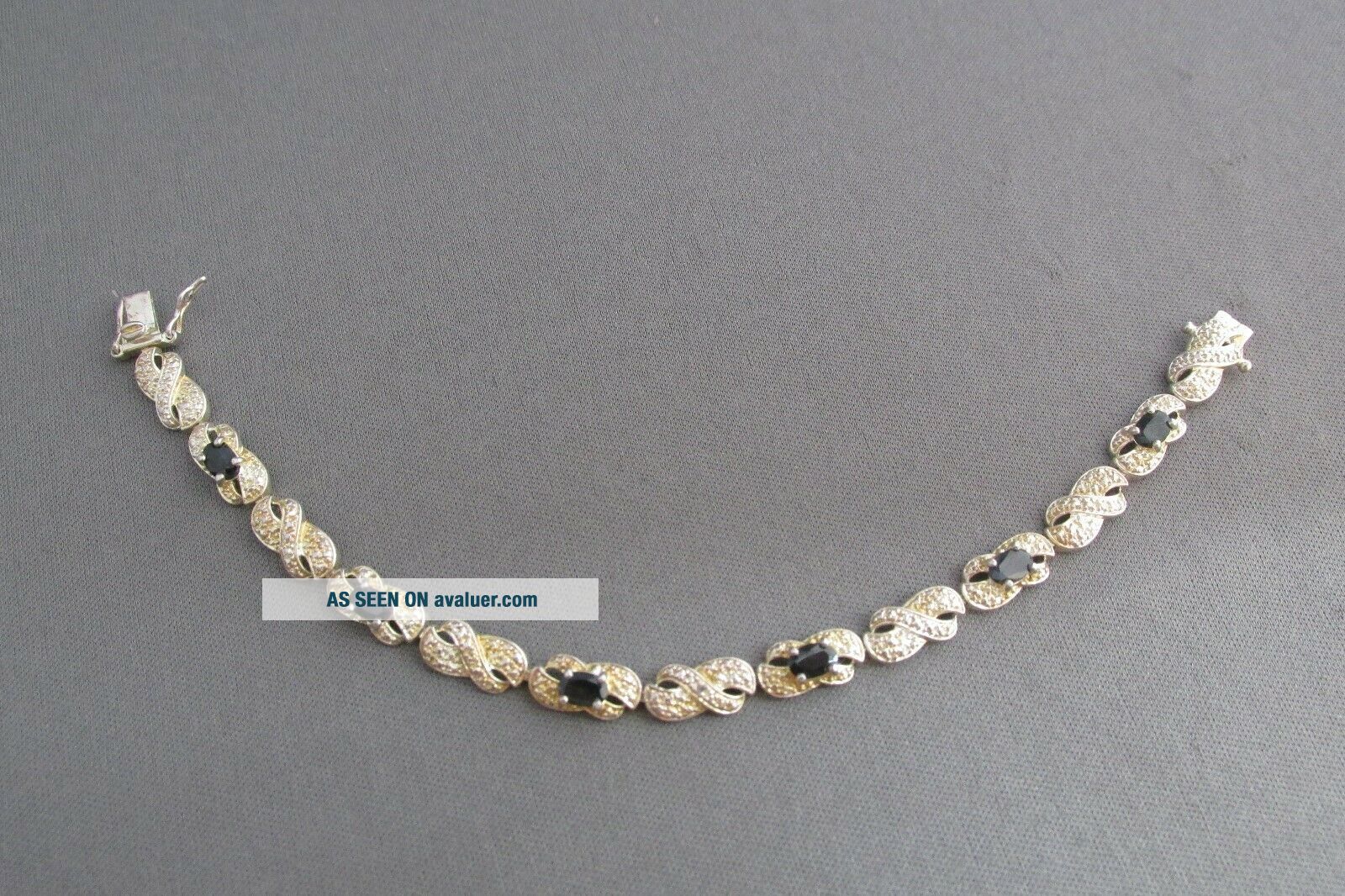VINTAGE ROSS SIMMONS GOLD WASH STERLING DIAMOND SAPPHIRE TENNIS ...